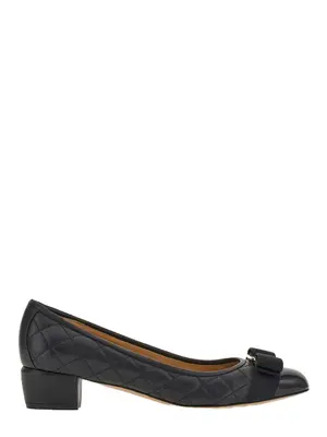 FERRAGAMO Quilted Vara Pump - Black