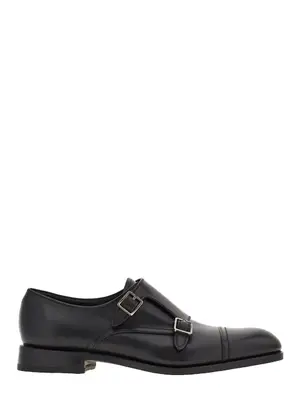 FERRAGAMO Tramezza Double Monk Strap - Black