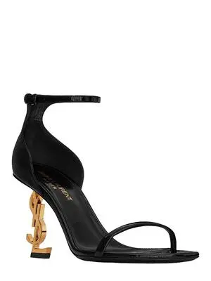 Saint Laurent Opyum Sandals In Patent Leather - Black/gold Patent