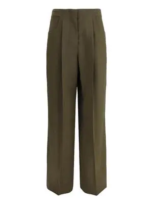 Fendi Wide Leg Wool And Mohair Pants - Green