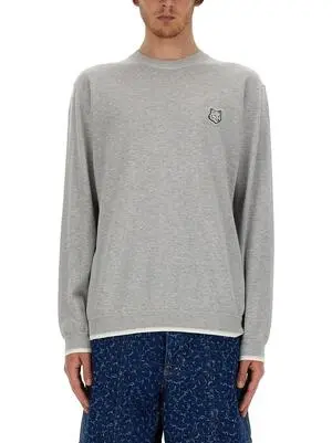 Maison Kitsuné Fox Head Wool Jersey Grey