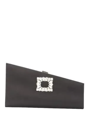 ROGER VIVIER Asymmetrical Strass Buckle Clutch - Black