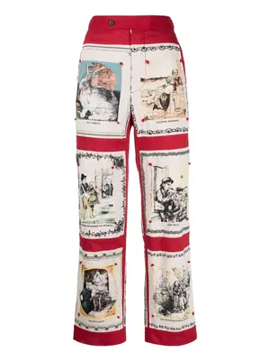 BODE Graphic-print High-waisted Trousers - Red