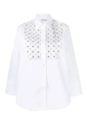 P.a.r.o.s.h Sequin-embellished Poplin Shirt - White