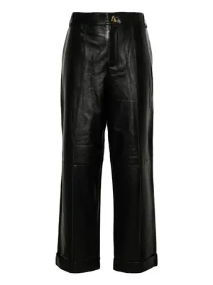 AERON Zima Leather Straight-leg Trousers - Black