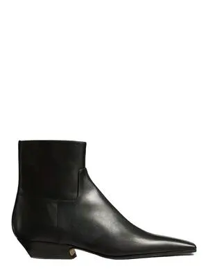 Khaite The Marfa Leather Ankle Boots - Black