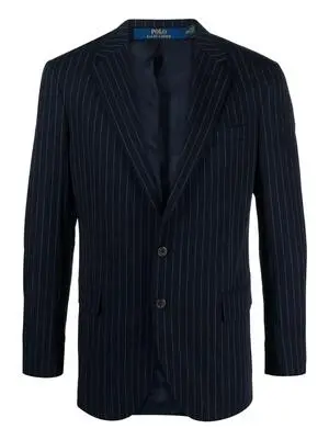 Polo Ralph Lauren Logo-patch Pinstripe Blazer - Blue