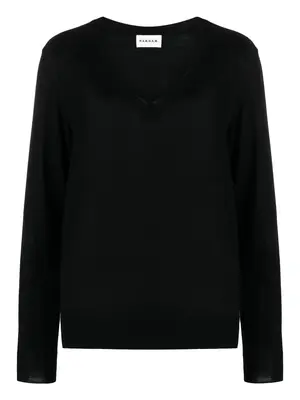 P.a.r.o.s.h Fine-knit V-neck Top - Black