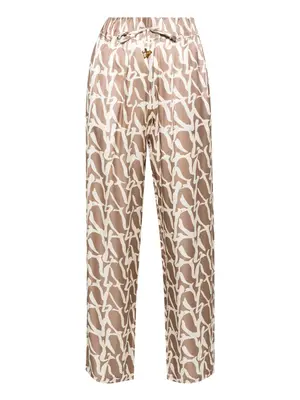AERON Aurora Monogram-print Drawstring Trousers - Brown