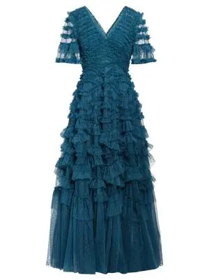 NEEDLE & THREAD Marilla Ruffled Gown - Blue