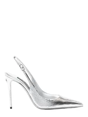 Dolce & Gabbana 120mm Metallic Snakeskin Pumps - Silver