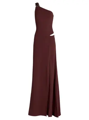 Silvia Tcherassi Nix One-shoulder Maxi Dress - Brown