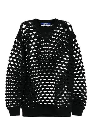 Junya Watanabe Laser-cut Detail Crew-neck Jumper - Black