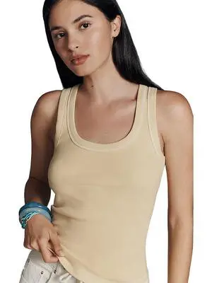 PILCRO Pilcro Sunny Scoop-Neck Tank Top Wheat Grain