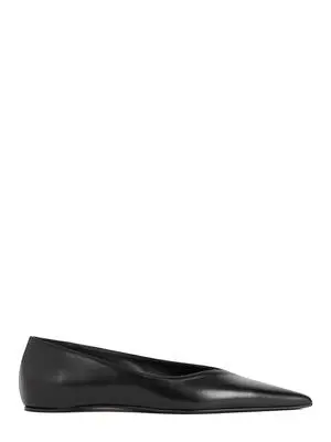 TOTEME Leather Ballerina Flats - Black