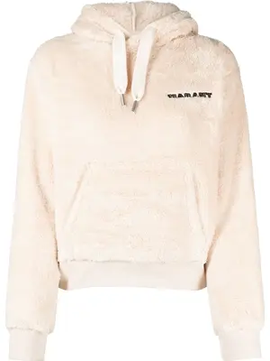 MARANT ETOILE Maeva Logo-embroidered Fleece Hoodie - Neutrals