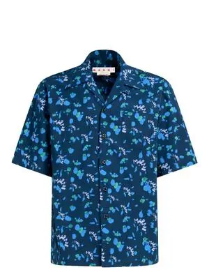 Marni Graphic-print Cotton Shirt - Blue
