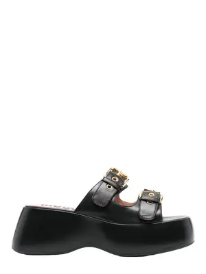 Moschino 75mm Dolly Leather Sandals - Black