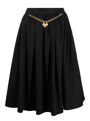 Moschino Heart-charm Ruched Midi Skirt - Black