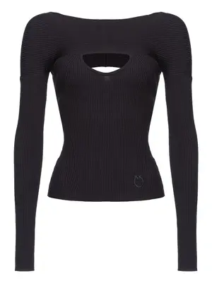 Pinko Cut-out Ribbed Knit Jumper - Black