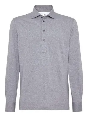 Brunello Cucinelli Mélange-effect Cotton Polo Shirt - Grey