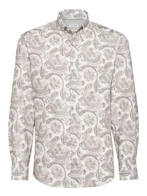 Brunello Cucinelli Paisley-print Cotton Shirt - Neutrals