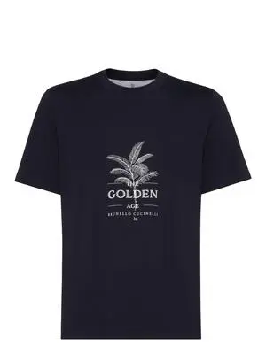 Brunello Cucinelli Graphic-print Cotton T-shirt - Blue