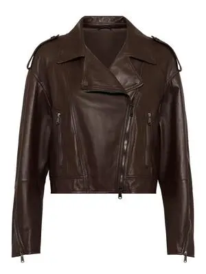 BRUNELLO CUCINELLI Brunello Cucinelli Panelled Leather Cropped Jacket