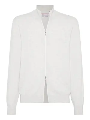 Brunello Cucinelli Funnel-neck Cardigan - White