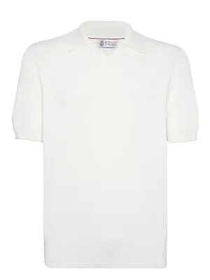 BRUNELLO CUCINELLI Pointed-flat Collar Cotton Polo Shirt