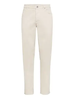 Brunello Cucinelli Straight-leg Stretch-cotton Trousers - Neutrals