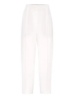 Brunello Cucinelli High-waisted Cropped Trousers - White