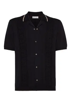 Brunello Cucinelli Button-up Cotton Polo Jumper - Black
