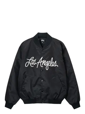 StÜssy La Chapter Satin Varsity Jacket - Black