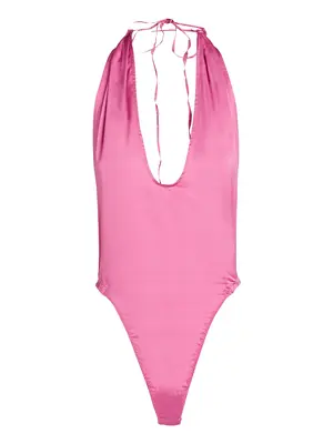 Jacquemus Mentalo Stretch-satin Halterneck Bodysuit - Pink