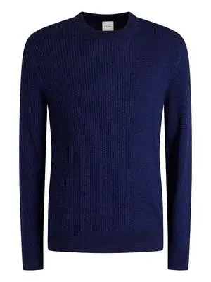 Paul Smith Mélange Cotton And Merino Wool-blend Sweater - Indigo