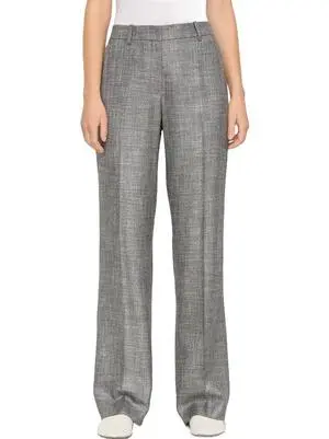 Lafayette 148 New York Gates Twill Straight Leg Trousers - Black Multi