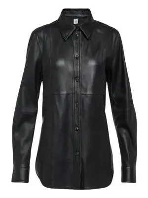 TOTEME Leather Overshirt - Black