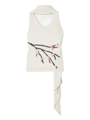 CONNER IVES Tie-neck Appliquéd Tank - White