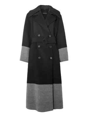 JOSEPH Merton Belted Double-breasted Wool Coat - Black