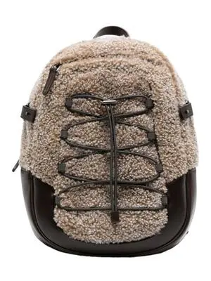 BRUNELLO CUCINELLI Brunello Cucinelli Shearling-Trim Leather Backpack