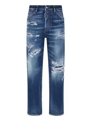 Dsquared2 Ripped Straight-leg Jeans - Blue