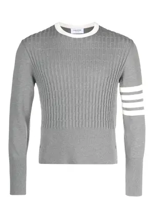 Thom Browne Thom Browne 4-Bar Cable-Knit Sweatshirt Grey