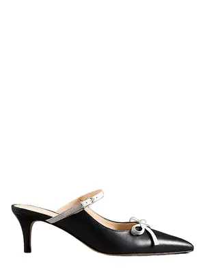 Maeve Bow Kitten-Heel Mules Black