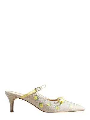 Maeve Bow Kitten-Heel Mules Yellow