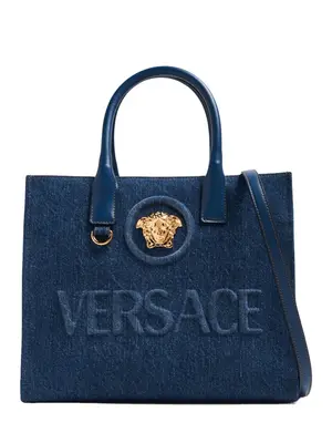 Versace La Medusa Denim Tote Bag - Blue