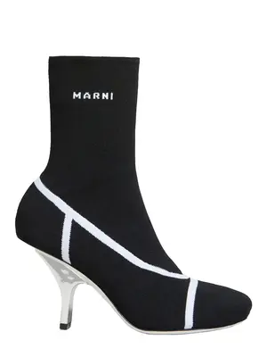 MARNI Marni Logo Intarsia Knit Ankle Boots