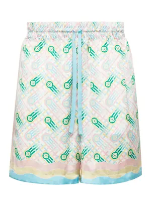 Casablanca Ping Pong Silk Shorts - Blue