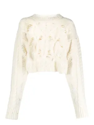 AISLING CAMPS Cable Knit Cropped Sweater