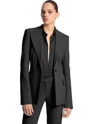 Michael Kors Georgina Stretch Pebble Crepe Blazer Black